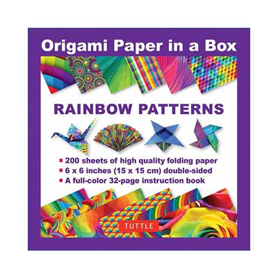 英文原版 Origami Paper in a Box Rainbow Patterns 盒子里的折纸 彩虹图案 200张双面折纸 含教程手册 英文版 进口英语原版书籍