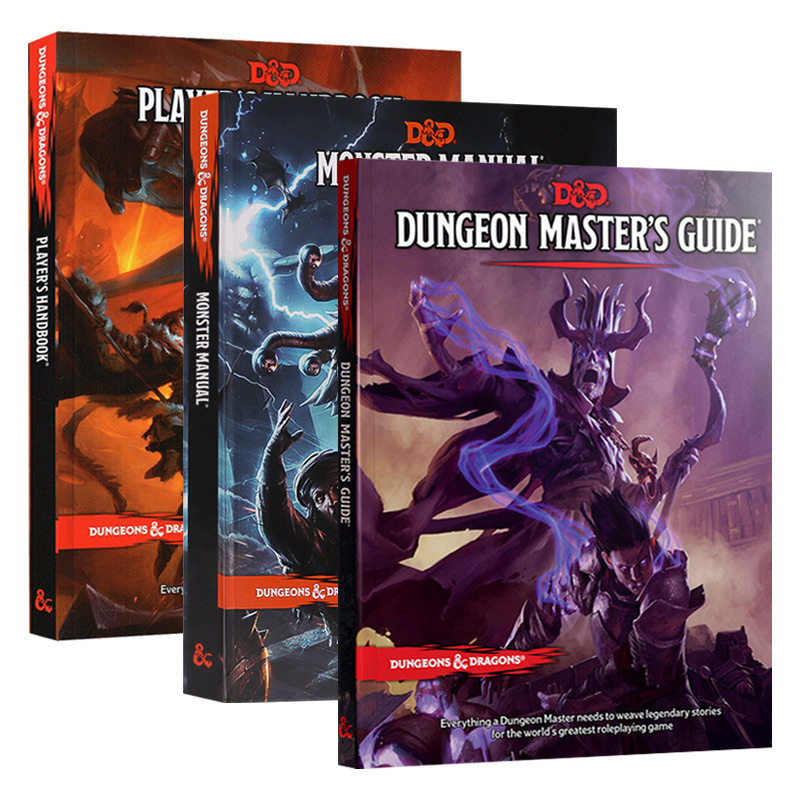Dungeons & Dragons Core Rulebooks 龙与地下城3册套装 地下城主指南 玩家手册 怪物图鉴 英文原版艺术画册读物 ...