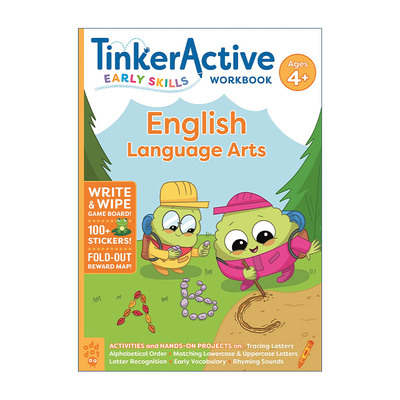英文原版 TinkerActive Early Skills English Language Arts Workbook Ages 4+ 早期技能 英语语言艺术练习册 4岁 英文版