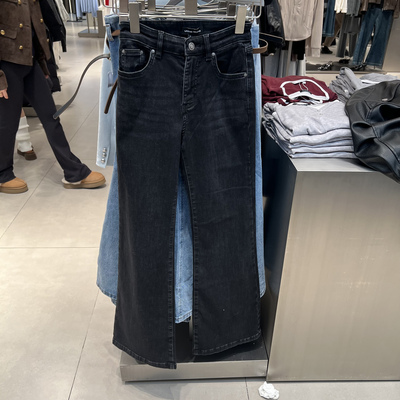 UR国内代购2025冬季女装气质水洗猫须修身喇叭牛仔长裤UWM860011