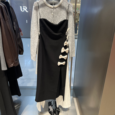 UR国内代购2026春季女装魅力气质撞色蝴蝶结无袖连衣裙UWG760011