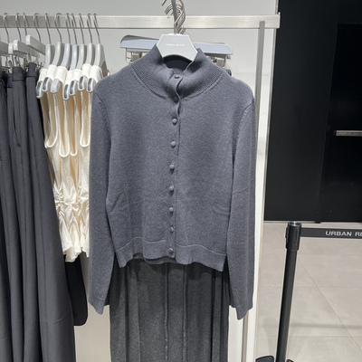 UR国内代购2025秋季女装简约格雷系纽扣短款针织开衫ULG950004