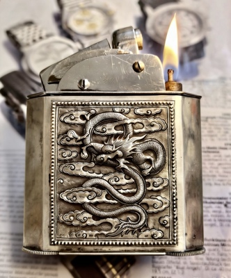 【龙游九天古董艺术品】1930年代法国MYON银套煤油打火机收藏精品