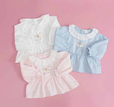 日单26小木马cottoli春夏新款女童宝宝可爱卡通长袖衬衫裙式