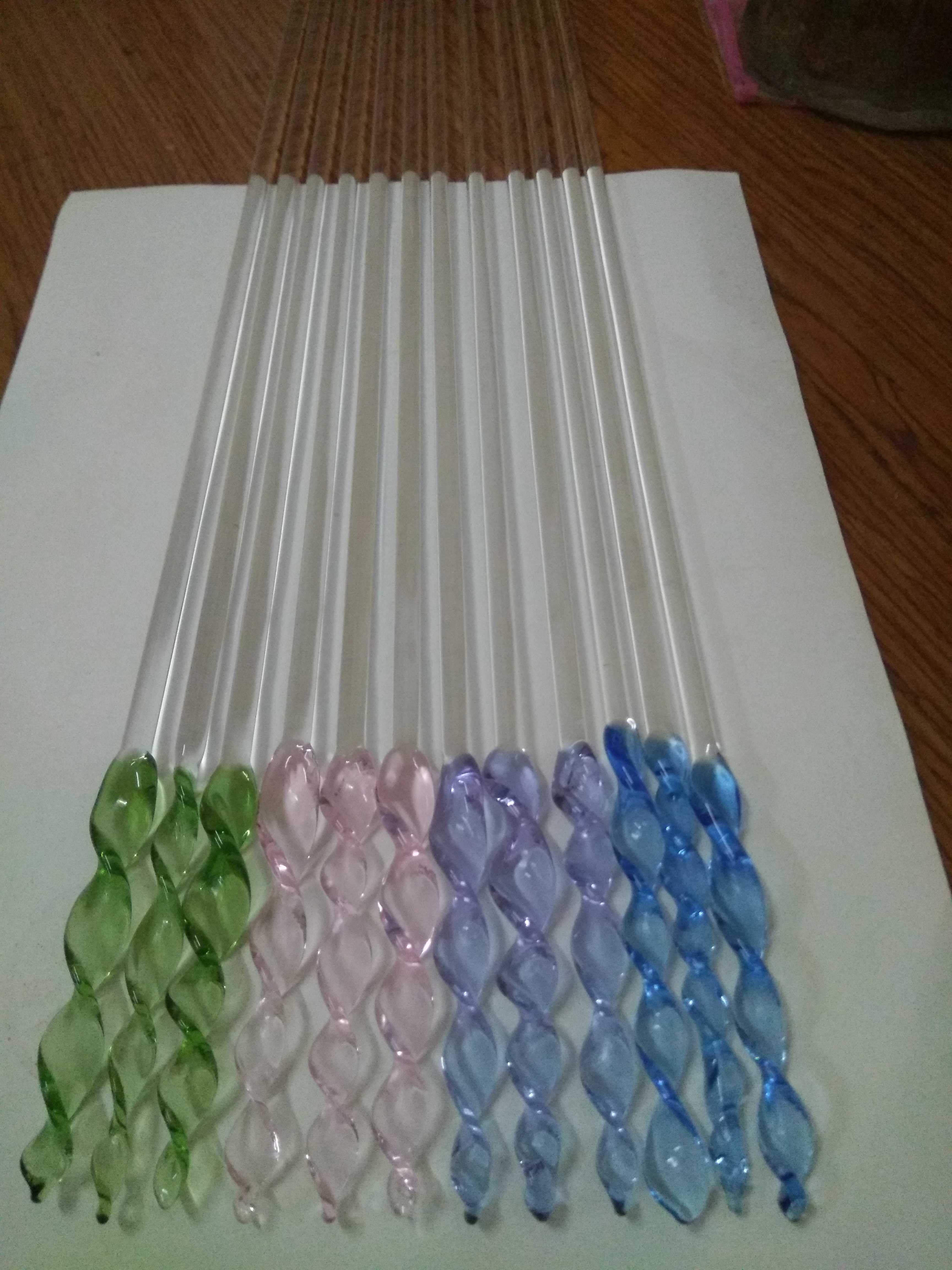 蓝绿粉紫水晶玻璃调酒棒搅动棒耐腐蚀 玻璃棒200--400*6mm 可定做