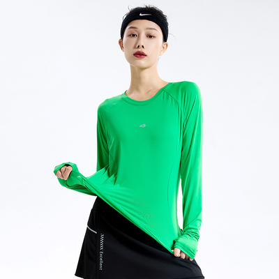 DYISE拼网速干上衣跑步长袖健身衣弹力春秋款运动服女23026显瘦