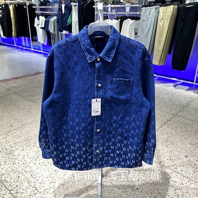 正品MLB暗纹老花休闲牛仔夹克