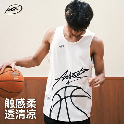 NICEID NICE态度印花运动背心宽松篮球训练实战运动速干健身跑步