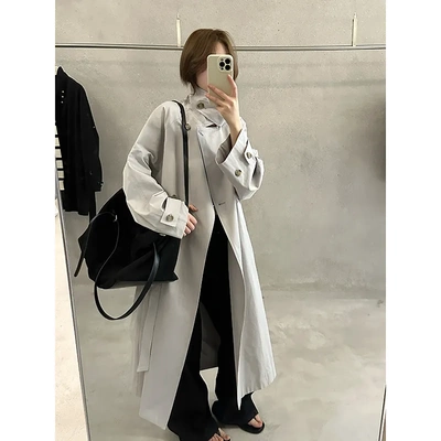 MMC DITION立领风衣外套女装春季新款韩系收腰中长款高级感小个子