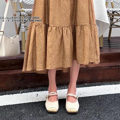 现货特价2024年Di-sui夏季新款31623天丝纹理长裙松紧腰半身裙