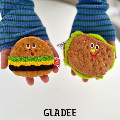 GLADEE汉堡耳机拉链毛绒包挂件