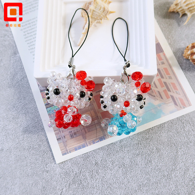 水晶串珠成品kit猫钥匙U盘小挂件