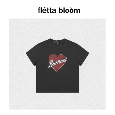 【现货】fletta bloom韩国theBarnnet八奶爱心字母短袖T恤上衣女