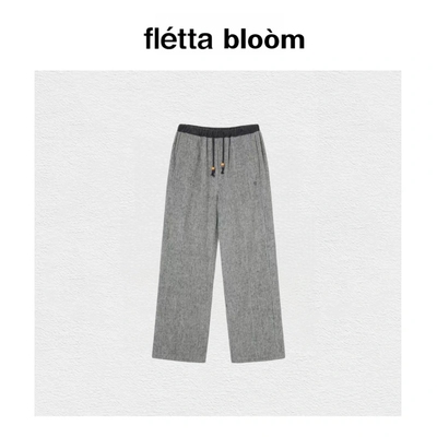 【现货】fletta bloom秋aeae可爱翅膀刺绣混色条纹宽松抽绳休闲裤