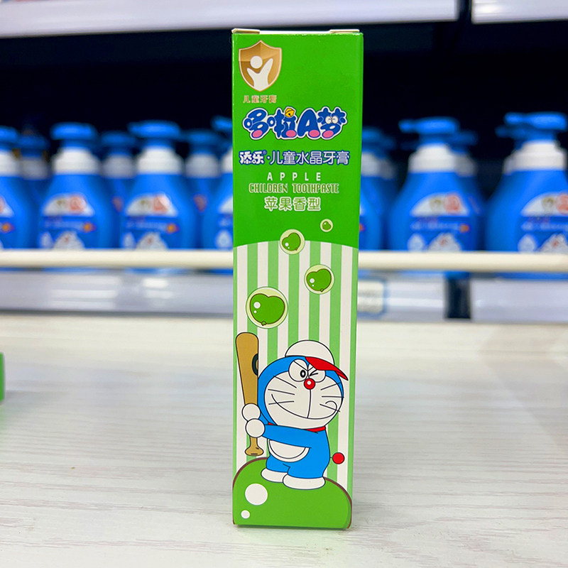 哆啦A梦 添乐儿童苹果草莓香型水晶牙膏实体店货物 正品授权