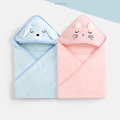 Cartoon Animal Baby Bath Towels Soft Newborn Hooded Towel B