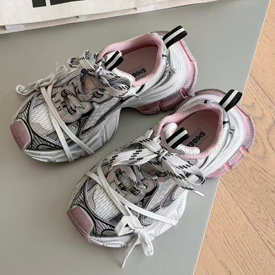 诗歌兰真皮绑带增高透气老爹鞋