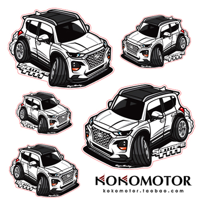 HYUNDAI SANTAFE TM 现代新胜达汽车图案卡通装饰贴贴纸 韩国进口