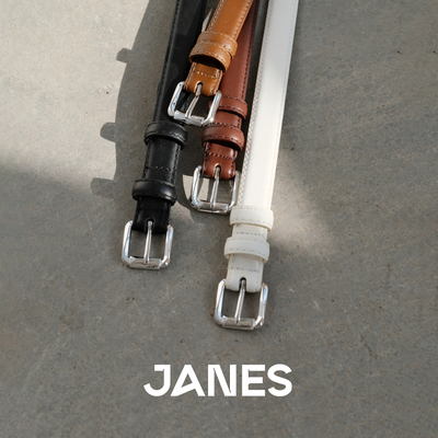 JANES极简百搭女士真皮细腰带