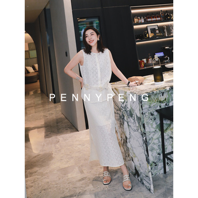 月光芙蕖米白蕾丝上衣半身裙套装