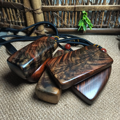 手把件随身天然原木红木无事牌