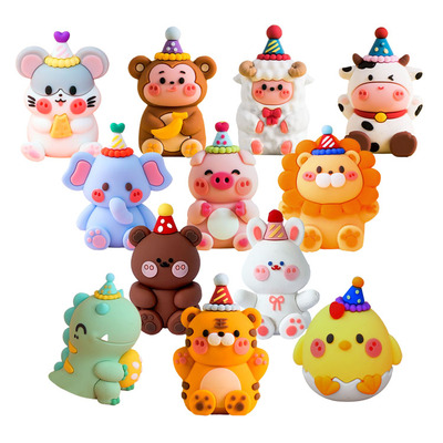 小熊小兔蛋糕装饰摆件老虎狮子