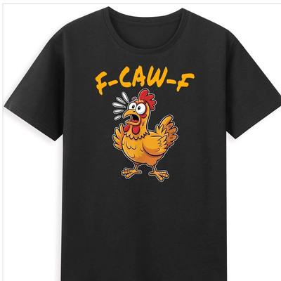 F Caw F Chicken欧美趣味搞笑公鸡字母夏季圆领休闲短袖T恤男女
