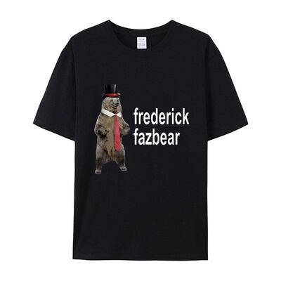 弗雷德里克Fazbear花哨的熊印花圆领T恤男女即可宽松百搭短袖