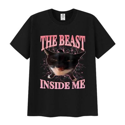 The Beast Inside Me  Cat 欧美创意趣味搞笑猫咪短袖T恤男女上衣