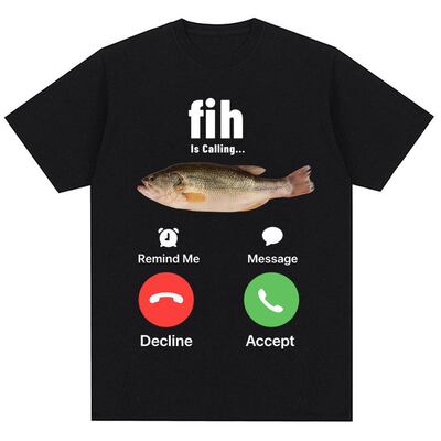 Fih Is Calling T-shirt欧美创意搞笑鱼来电话了大码短袖T恤男女