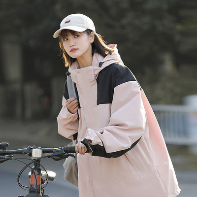 2025新款上市纯色户外山系休闲夹克中性情侣冲锋衣防风衣连帽外套