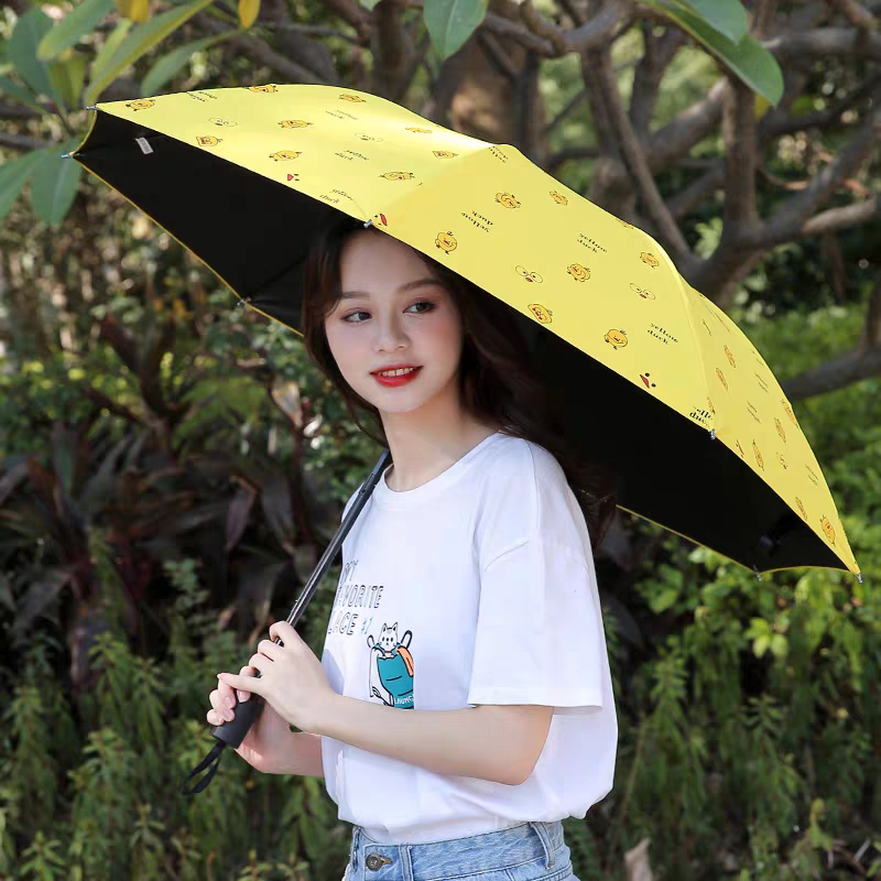 儿童雨伞卡通伞幼儿园可爱清新黑胶晴雨两用防晒遮阳折叠伞三折伞