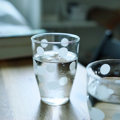 快乐白色波点耐热耐冷玻璃杯