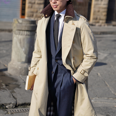 CM那不勒斯皇后卡其色骑兵斜纹全棉防泼溅战壕风衣157