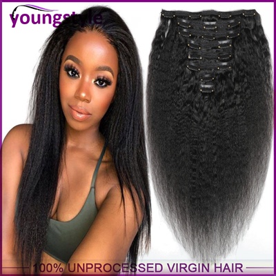 Kinky Curly Straight Clip In Human Hair Extensions卡子发120g
