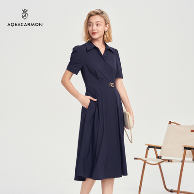 时尚休闲A字裙纯色收腰