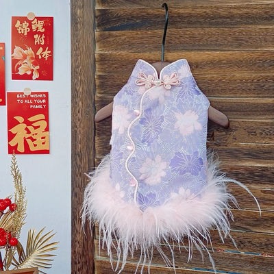 宠物新年装加绒博美泰迪新款衣服礼服国风唐装新年新中式拜年比熊