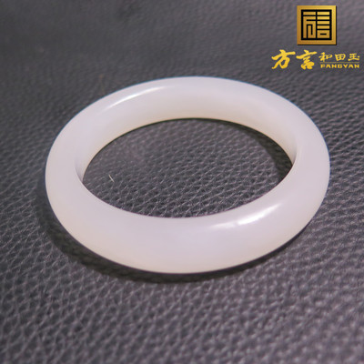 震撼方言和田玉精品收藏级青海老坑料细腻老熟白玉卡52mm手镯X5