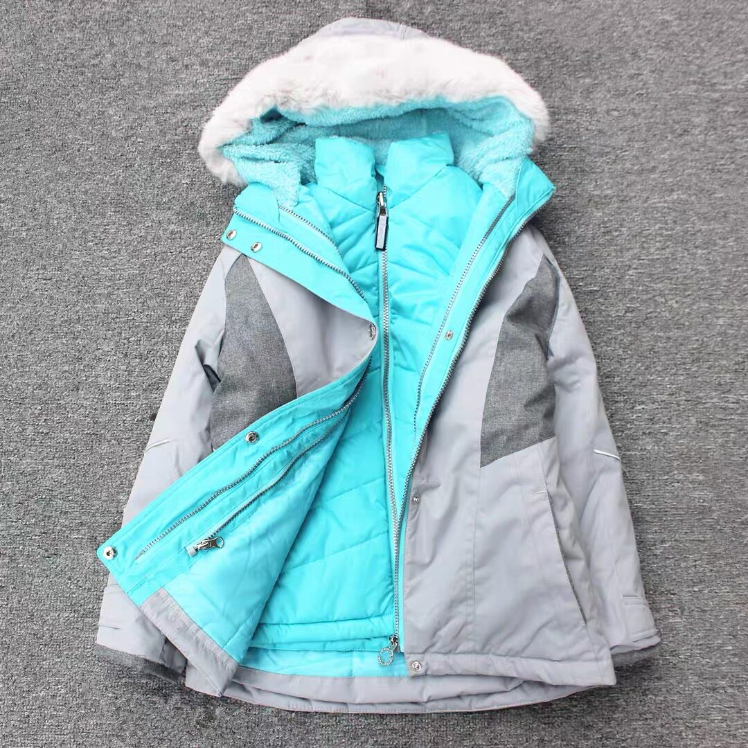 儿童冲锋衣女童加棉加厚滑雪服中大童秋冬女童夹棉保暖厚外套贸
