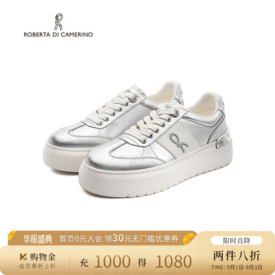 诺贝达2025年新款女鞋系带时尚运动休闲鞋厚底小白鞋RWCS250105