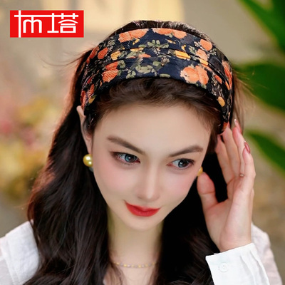 Ptah/布塔国风气质碎花发箍女宽边压发带复古花朵头饰发卡PT2257
