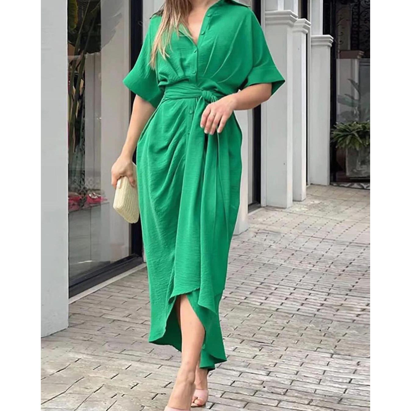 2024 Single breasted high waisted shirt dress 衬衫裙连衣裙