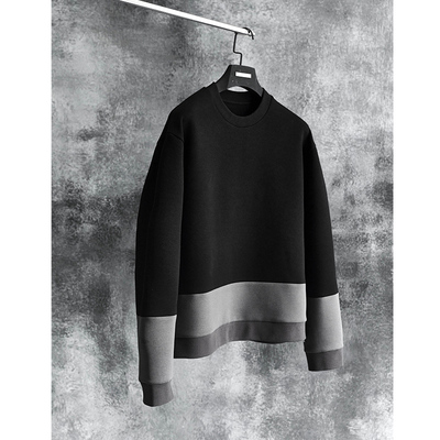 加绒空气层撞色挺括结构圆领宽松卫衣 男2025秋冬新款男士上衣