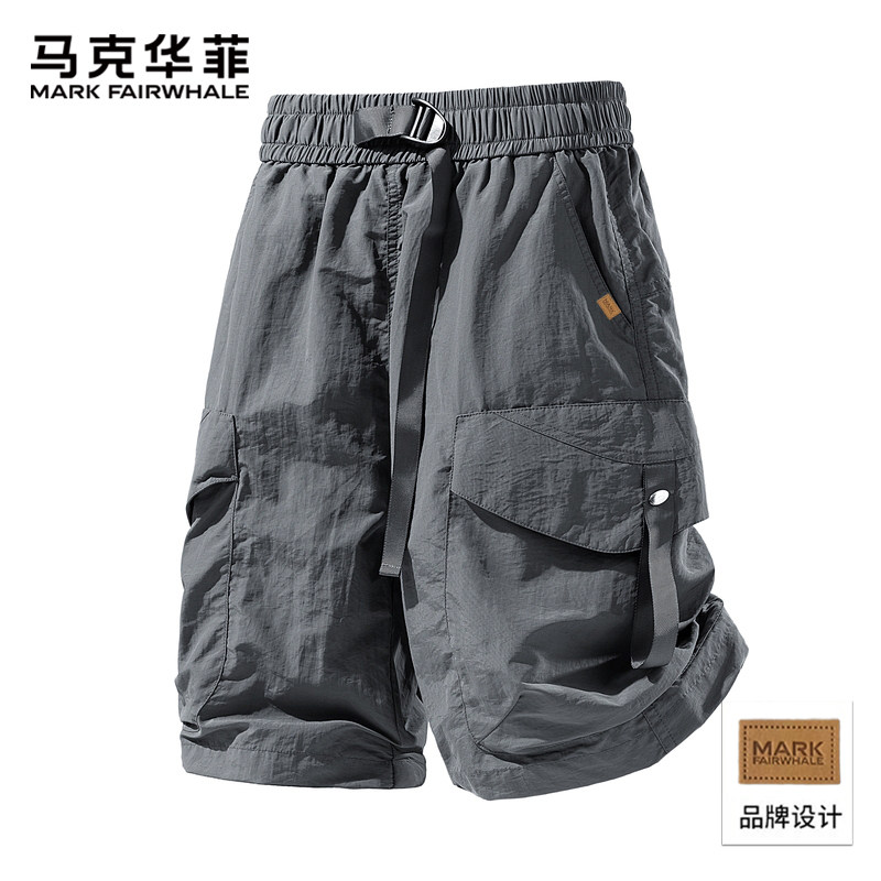 马克华菲夏季凉感冰丝工装短裤男2026新款时尚青年百搭纯色五分裤