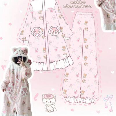 mikko法兰绒保暖可爱少女睡衣