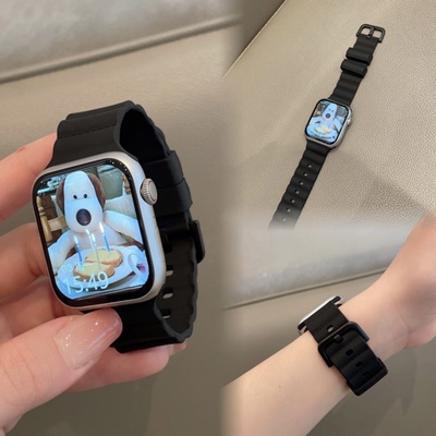 适用苹果手表带Apple watch8柔软舒适运动硅胶iwatch76se百搭男女