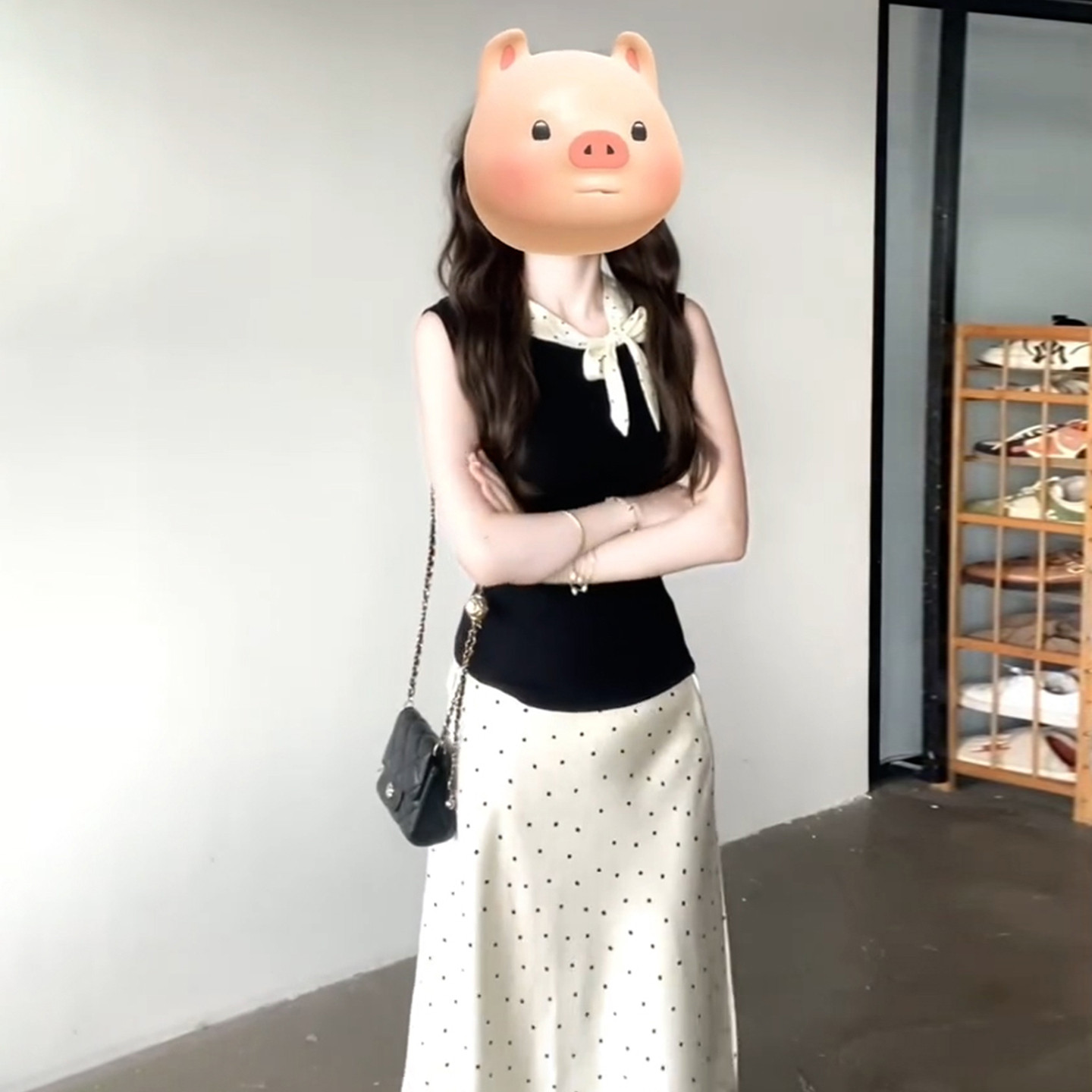 法式无袖背心洋装子女夏季2026新款气质穿搭高级感波点长裙套装