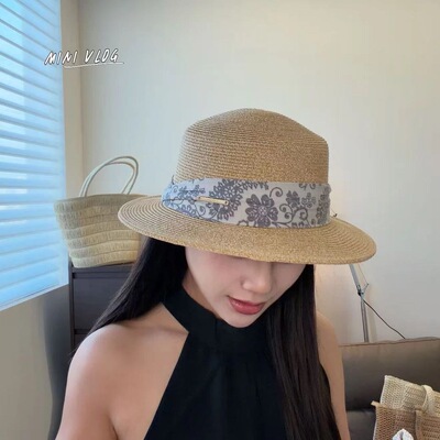 -3 POINT%-赫本风法式海边草帽女夏季出游大檐遮阳帽礼帽防晒帽