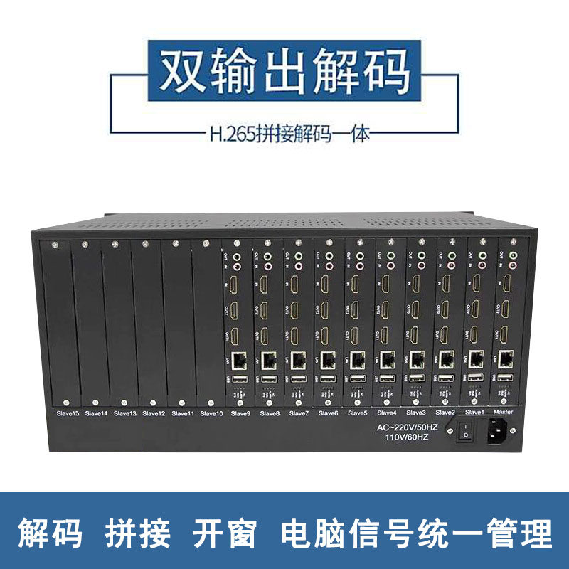玖开36画面分割h265高清网络矩阵 6屏监控视频解码器数字矩阵拼接