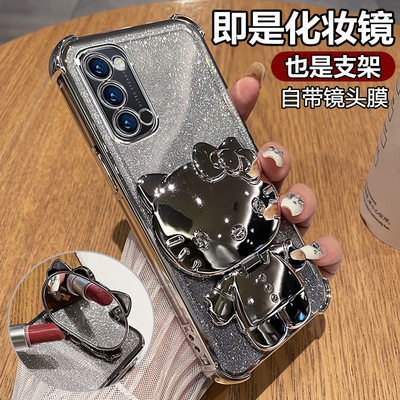 opporeno4硅胶kt猫化妆镜手机壳